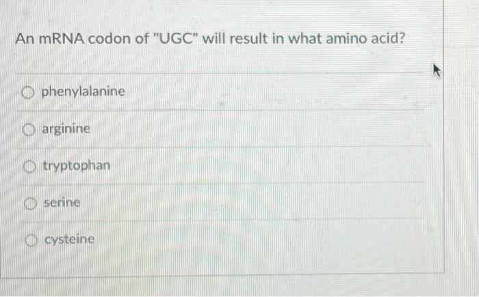 Solved Which of the following is NOT a stop codon? UAG UAC | Chegg.com