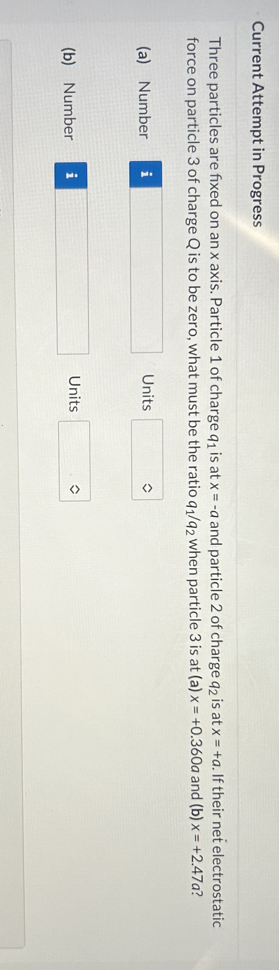 Solved Current Attempt in ProgressThree particles are fixed | Chegg.com