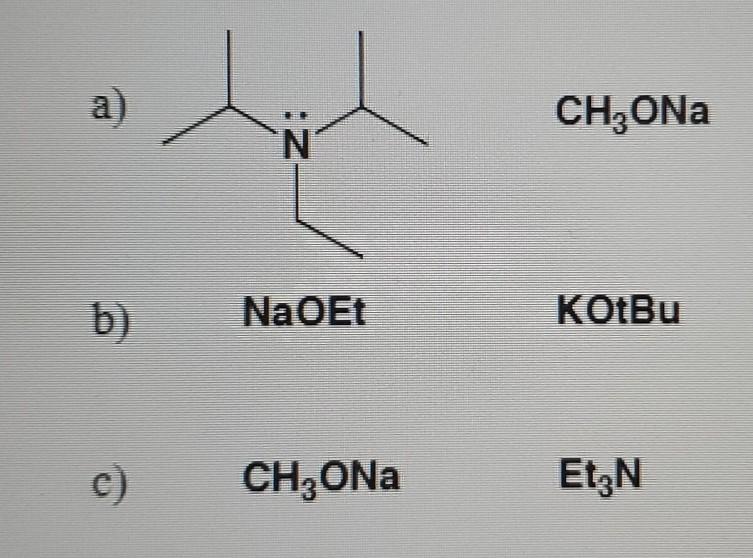 Solved Which is the bulkier base in each pair; a, b and c? | Chegg.com
