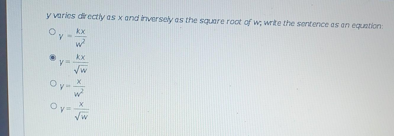 Solved y varies directly as x and inversely as the square | Chegg.com