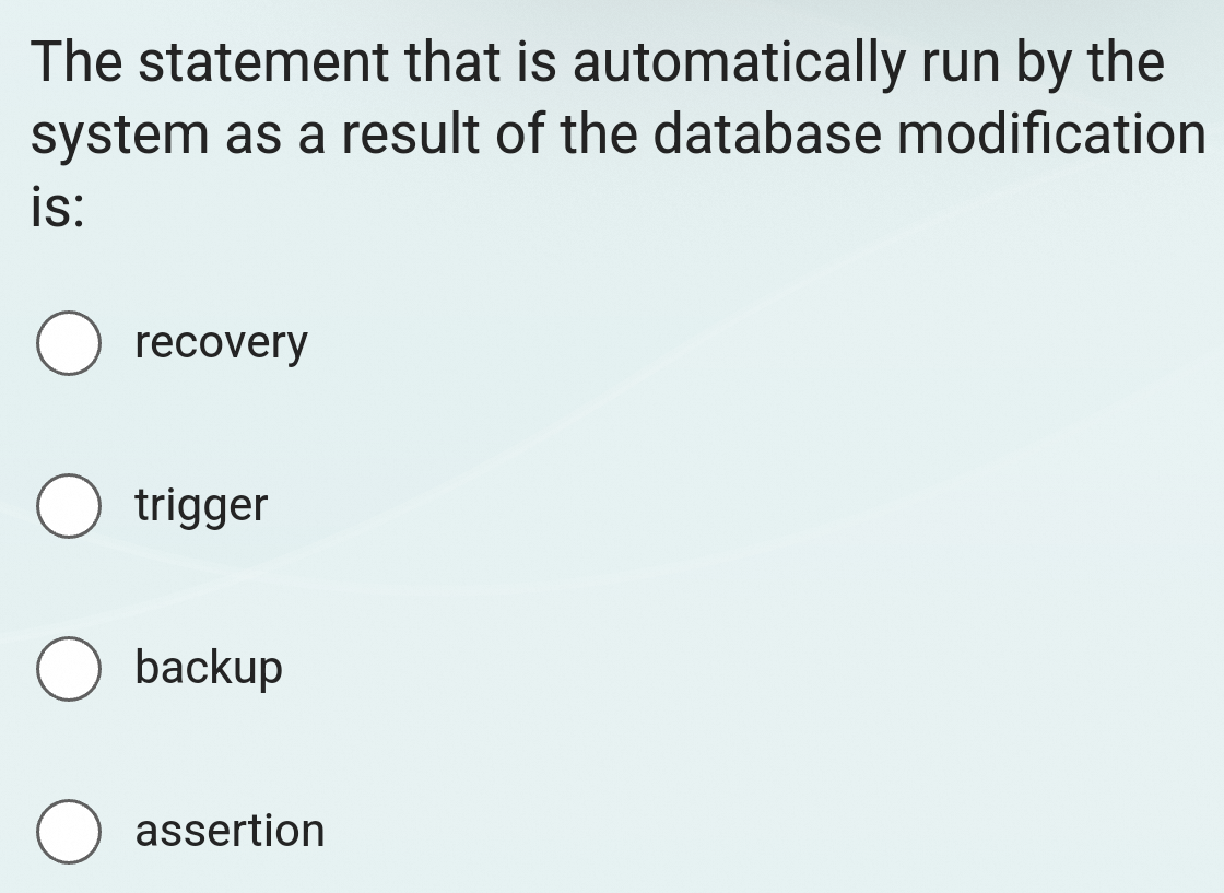 Solved The statement that is automatically run by the system | Chegg.com