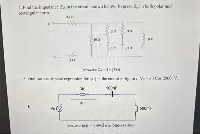 Solved 4. Find the impedance Zab in the circuit shown below. | Chegg.com
