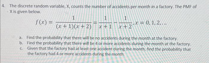 Solved The discrete random variable, X, counts the number of | Chegg.com