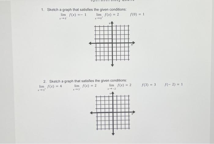 Solved 1. Sketch a graph that satisfies the given | Chegg.com