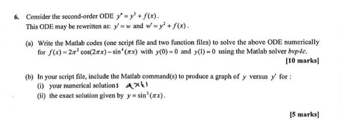 Solved Consider the second-order ODE y∗=y2+f(x). This ODE | Chegg.com