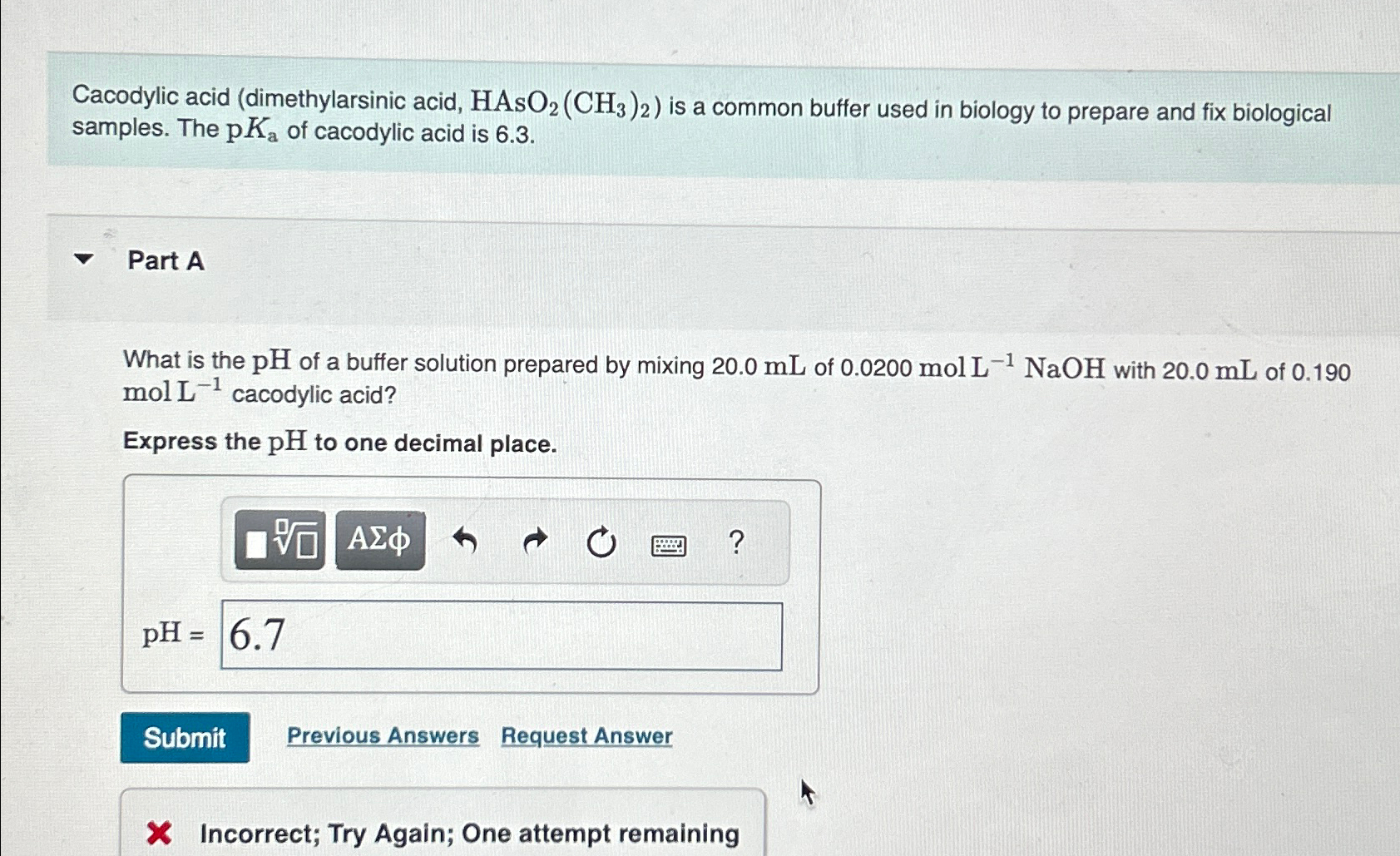 Solved Cacodylic acid (dimethylarsinic acid, HAsO2(CH3)2 ) | Chegg.com