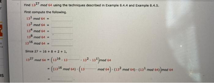 Solved Find 1327 mod 64 using the techniques described in | Chegg.com