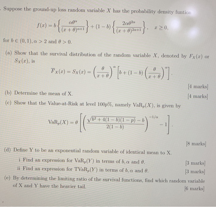 - Suppose the ground-up loss random variable X has | Chegg.com