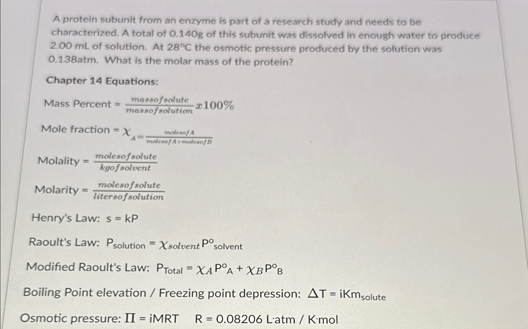 Solved A protein subunit from an enzyme is part of a | Chegg.com