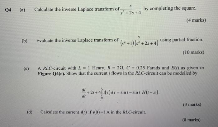 Solved S Q4 Calculate the inverse Laplace transform of by | Chegg.com