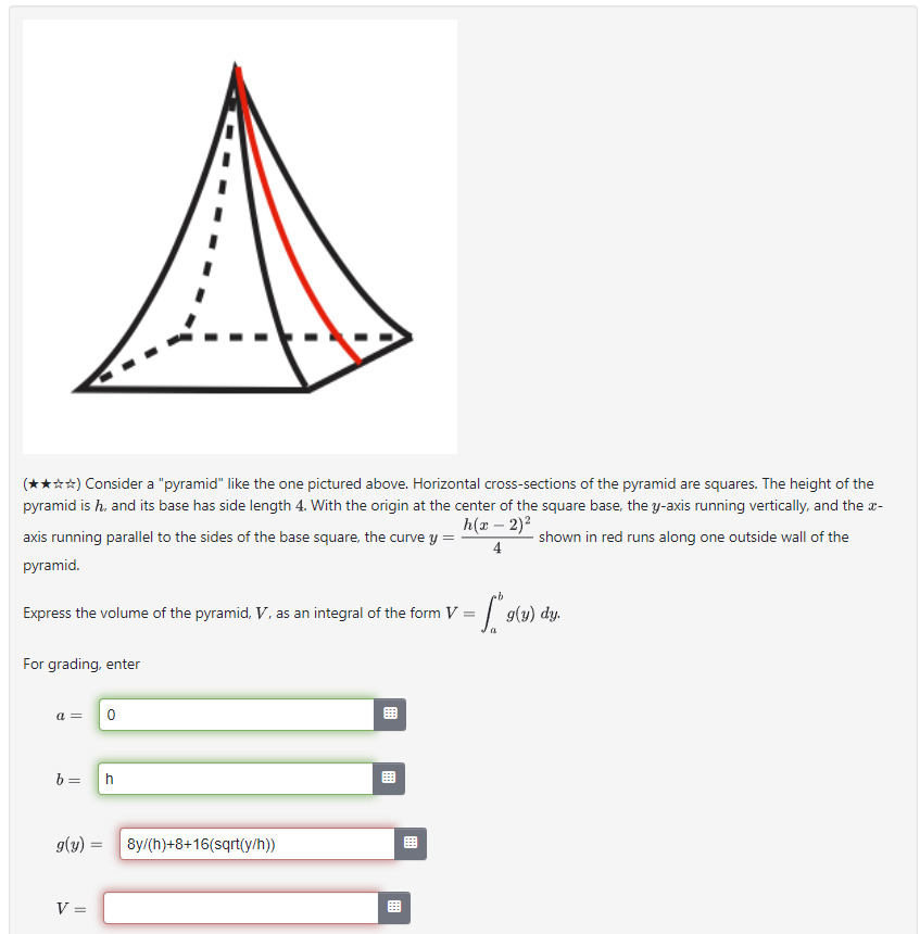 Solved pyramid is h, ﻿and its base has side length 4 . ﻿With | Chegg.com