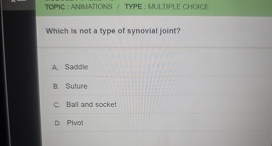 Solved TOPIC: ANIMATIONS / ﻿TYPE : MULTIPLE CHOICEWhich is | Chegg.com