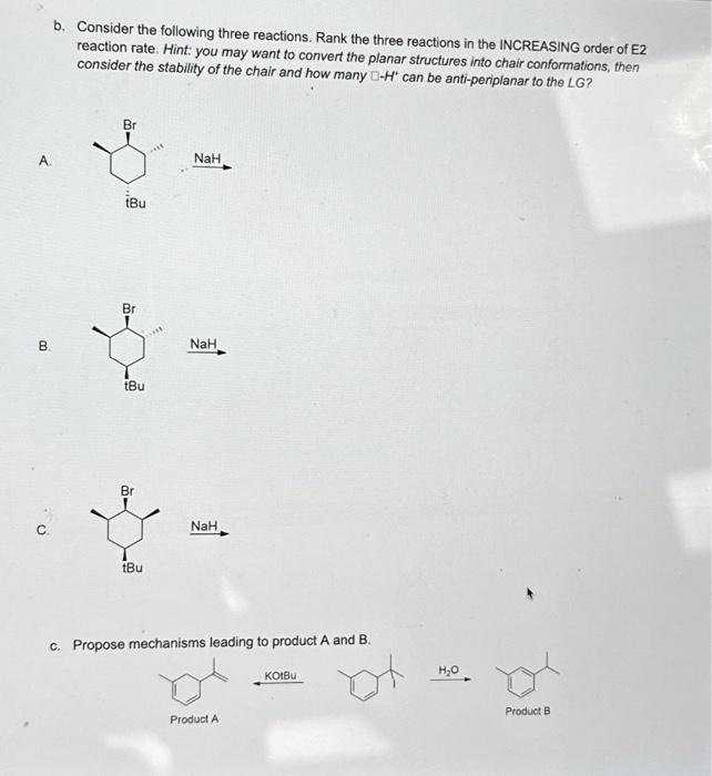 Solved Part III. E2 Products and Mechanisms a. Predict the | Chegg.com