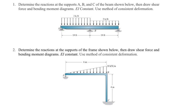 Solved 1 Determine The Reactions At The Supports A B And