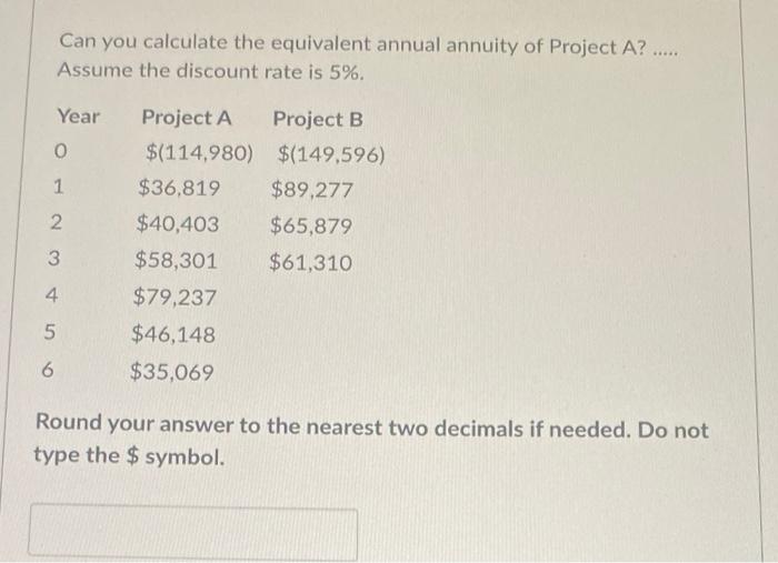 Solved Can you calculate the equivalent annual annuity of | Chegg.com