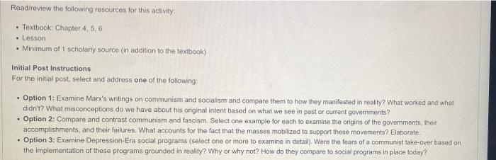 Read/review the following resources for this activity | Chegg.com