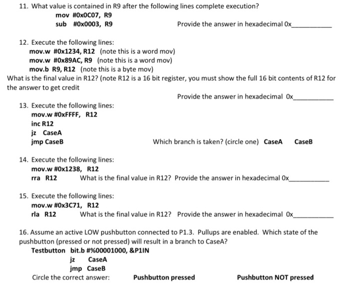 11. What value is contained in R9 after the following | Chegg.com