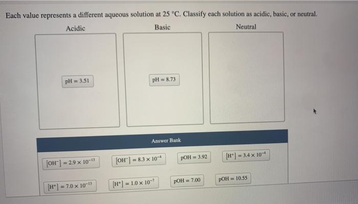Solved Each value represents a different aqueous solution at | Chegg.com