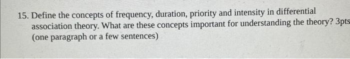 15. Define the concepts of frequency, duration, | Chegg.com