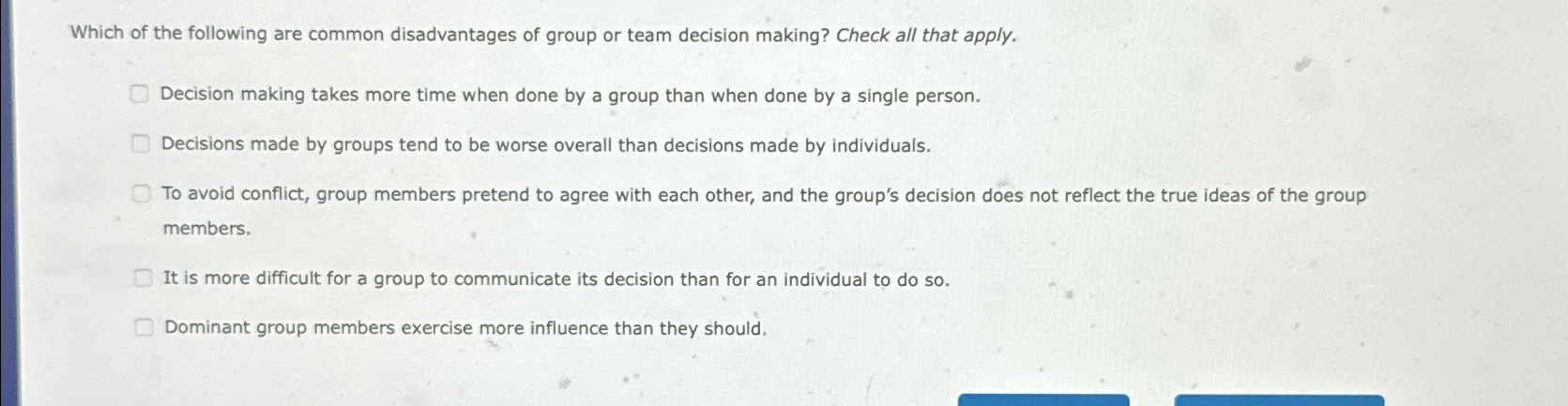 Solved Which of the following are common disadvantages of | Chegg.com