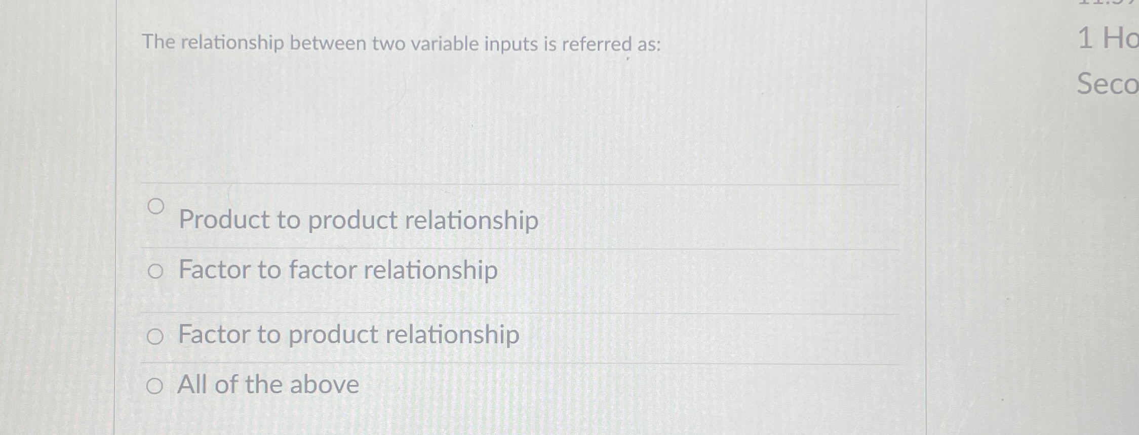 Solved The relationship between two variable inputs is | Chegg.com