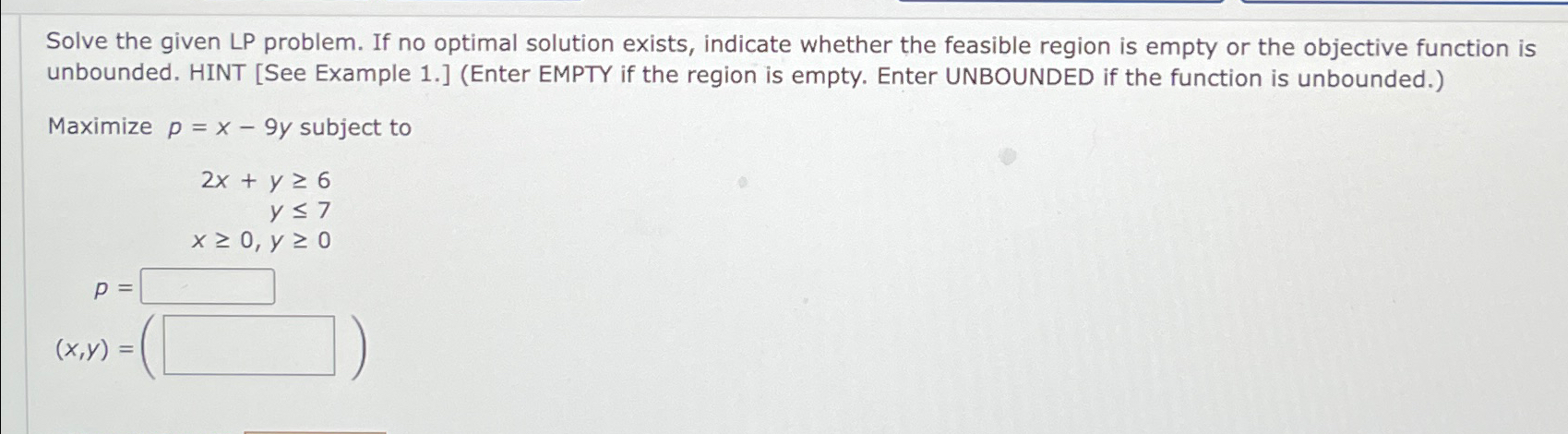 Solved Solve the given LP problem. If no optimal solution | Chegg.com