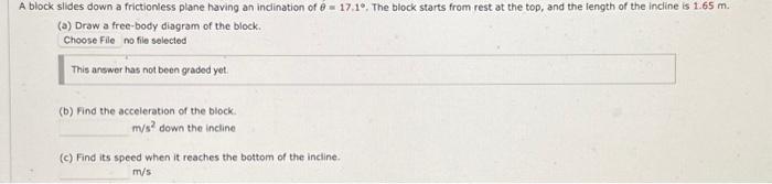 Solved A block slides down a frictionless plane having an | Chegg.com