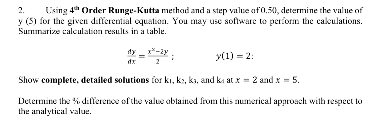 Solved Using 4th ﻿order Runge Kutta Method And A Step Value