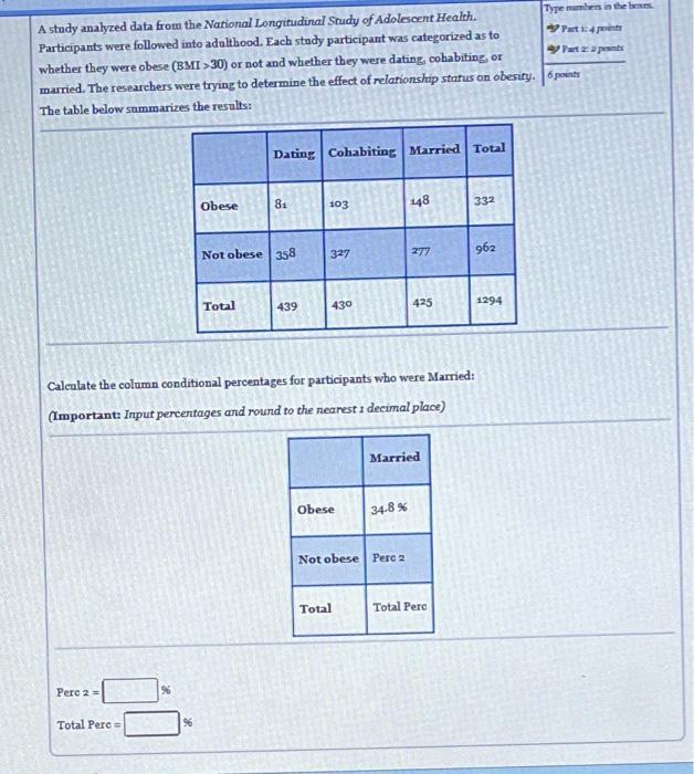 Solved Calculate the column conditional percentages for | Chegg.com