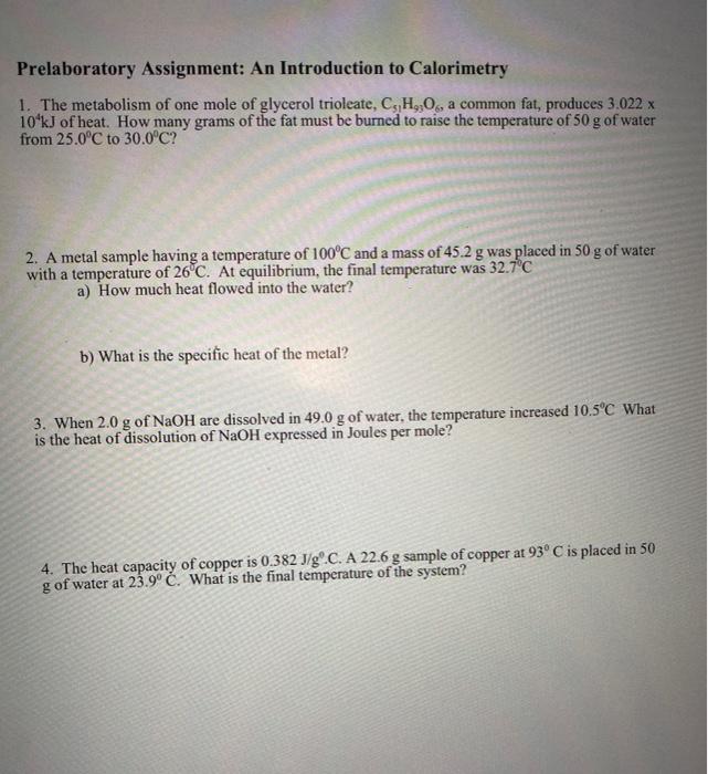 Solved Prelaboratory Assignment: An Introduction to | Chegg.com