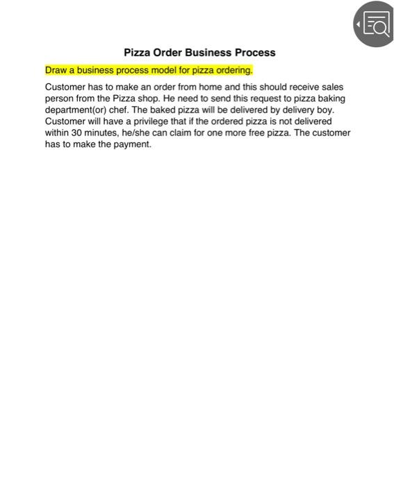 Solved Pizza Order Business Process Draw a business process | Chegg.com