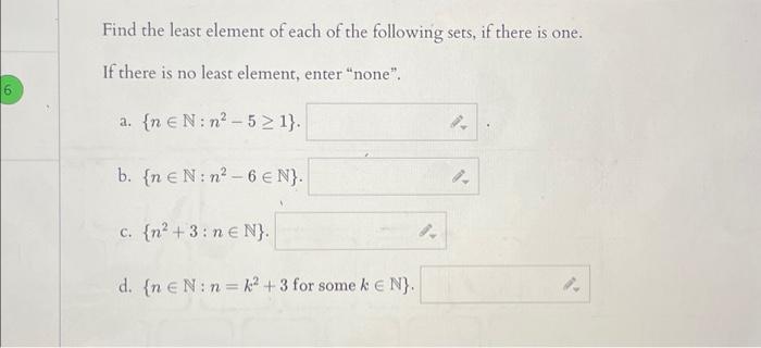 Solved 6 Find the least element of each of the following | Chegg.com