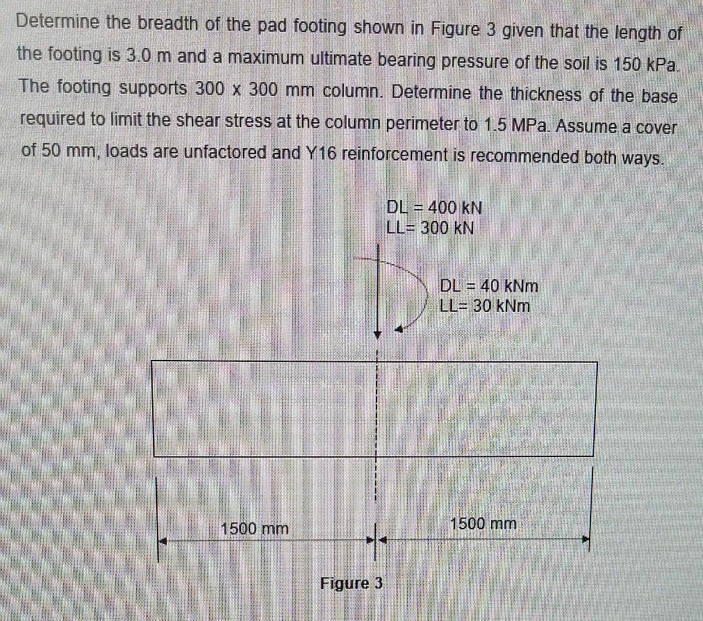 Solved Determine the breadth of the pad footing shown in | Chegg.com