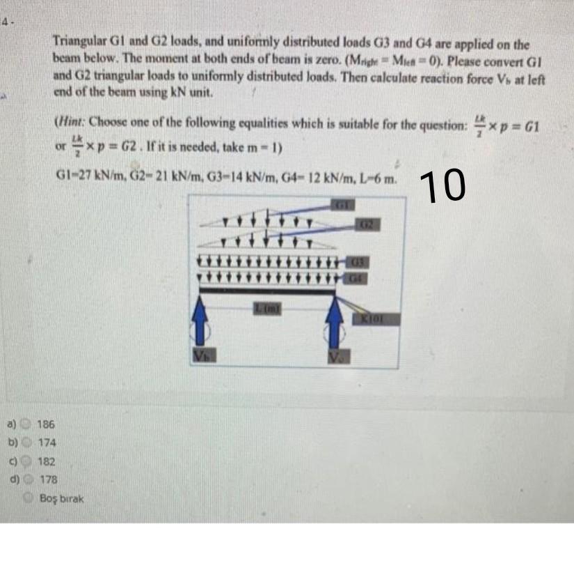 Solved 4. Triangular G1 and G2 loads, and uniformly | Chegg.com