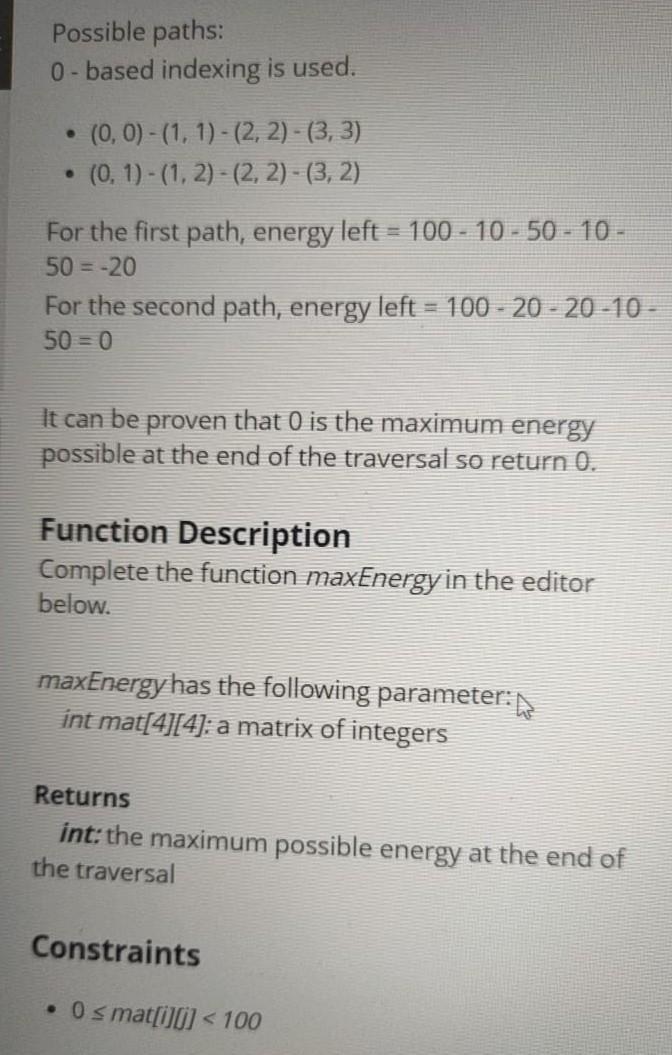 Solved 1. Matrix Traversal Given a 4×4 matrix mat, the | Chegg.com