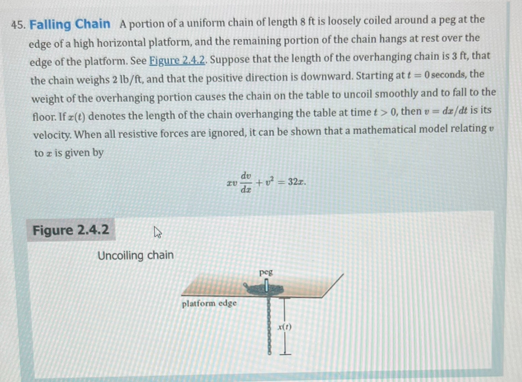 Solved Falling Chain A portion of a uniform chain of length | Chegg.com