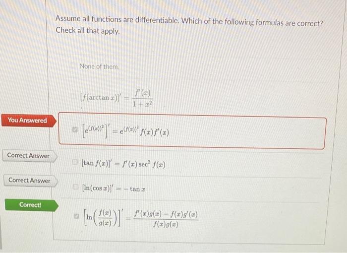Solved Assume all functions are differentiable. Which of the | Chegg.com