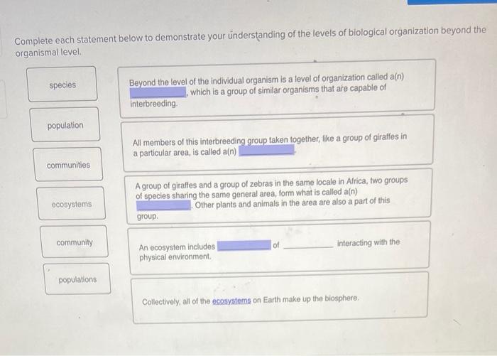 Solved Complete each statement below to demonstrate your | Chegg.com