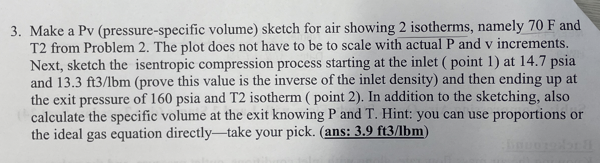 Solved Make a Pv (pressure-specific volume) ﻿sketch for air | Chegg.com