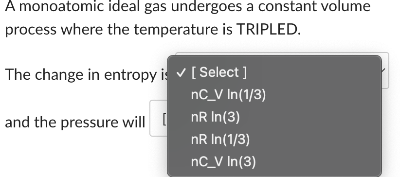 Solved A monoatomic ideal gas undergoes a constant volume | Chegg.com
