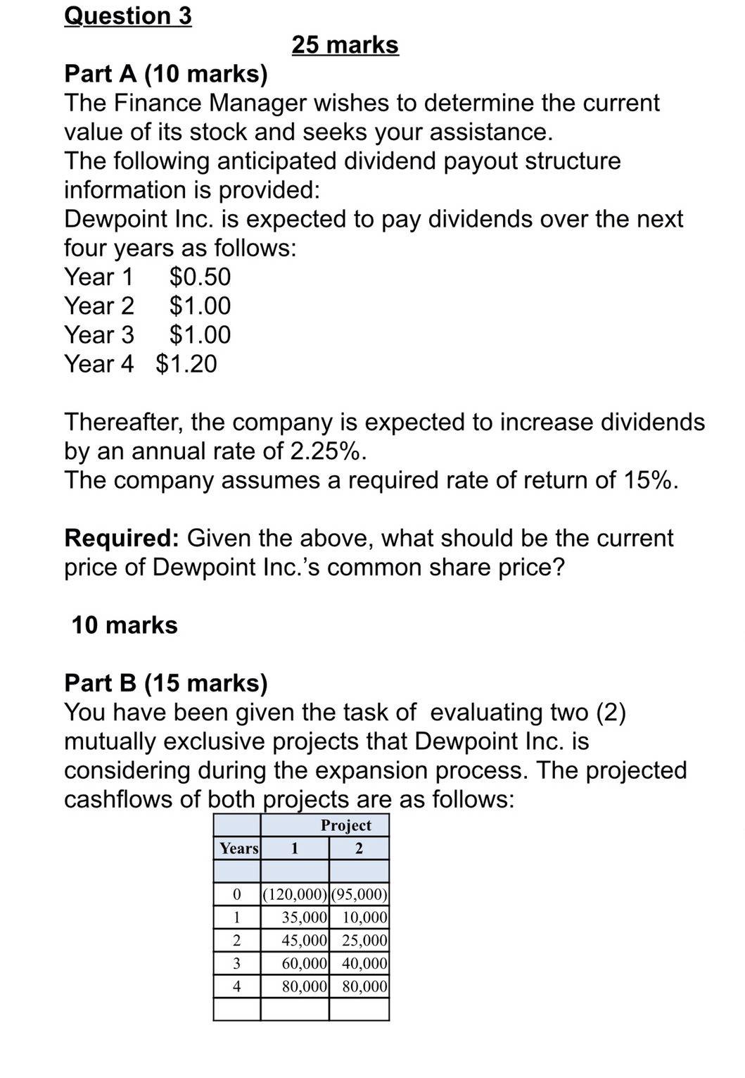 Solved Part A (10 marks) 25 marks The Finance Manager | Chegg.com