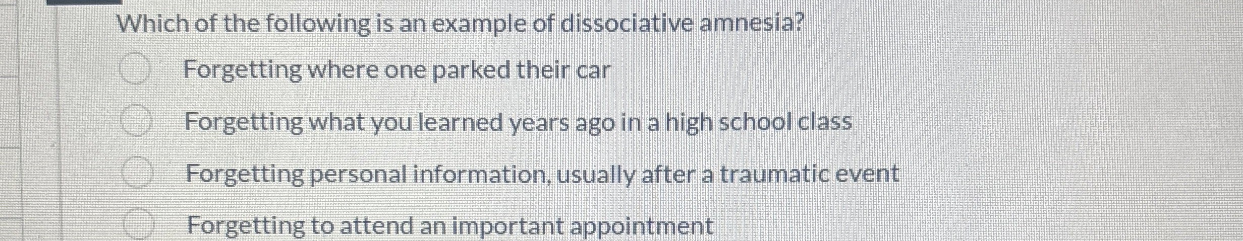 Solved Which of the following is an example of dissociative | Chegg.com