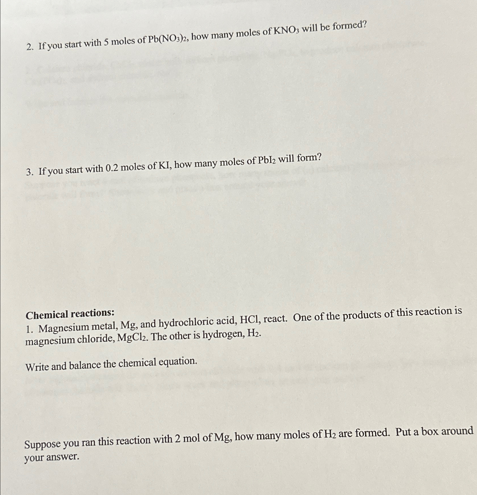 Solved If you start with 5 ﻿moles of Pb(NO3)2, ﻿how many | Chegg.com