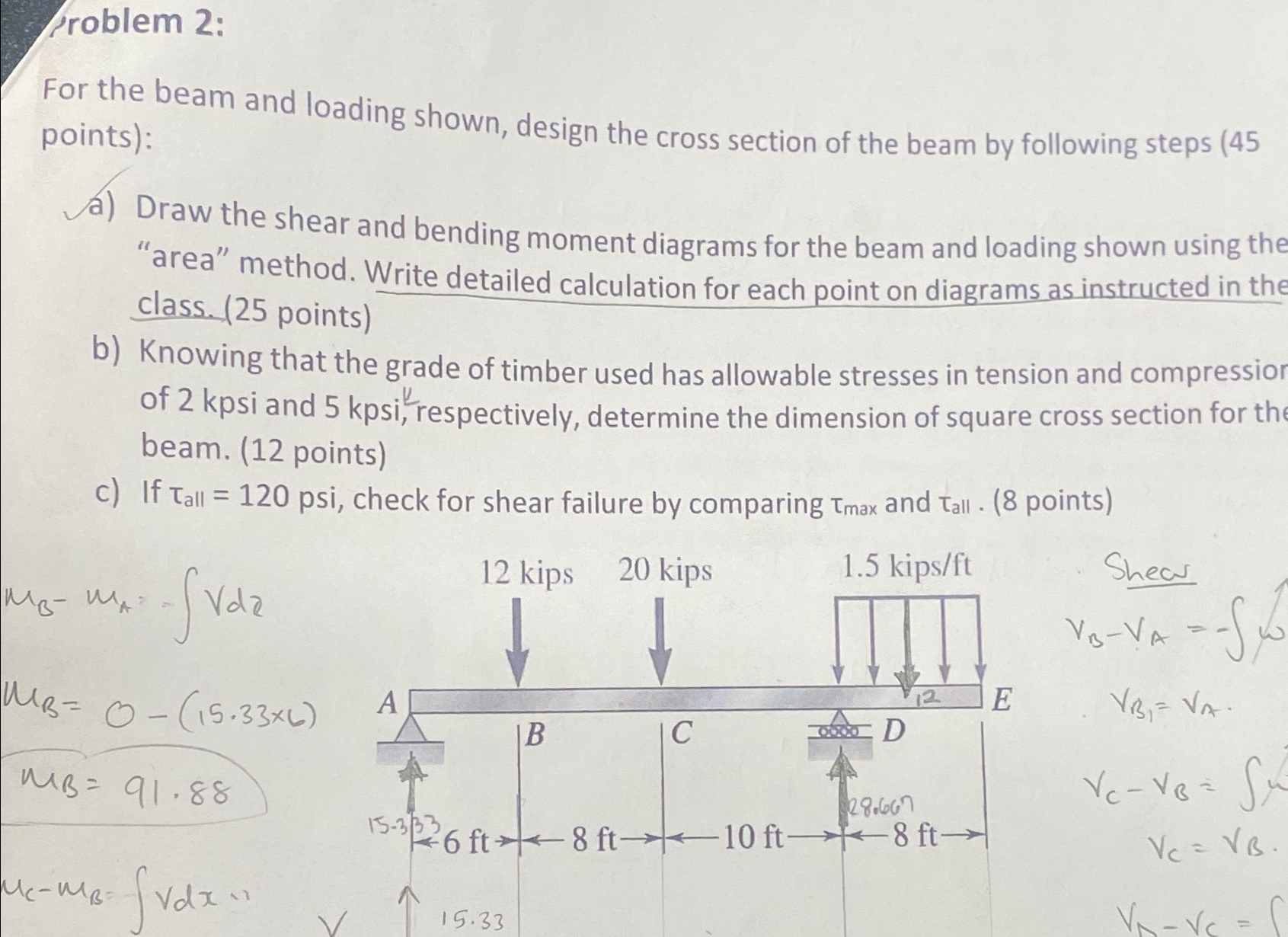 Solved For the beam and loading shown, design the cross | Chegg.com