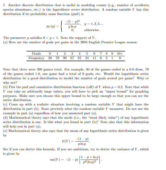 Solved Another discrete distribution that is useful in | Chegg.com