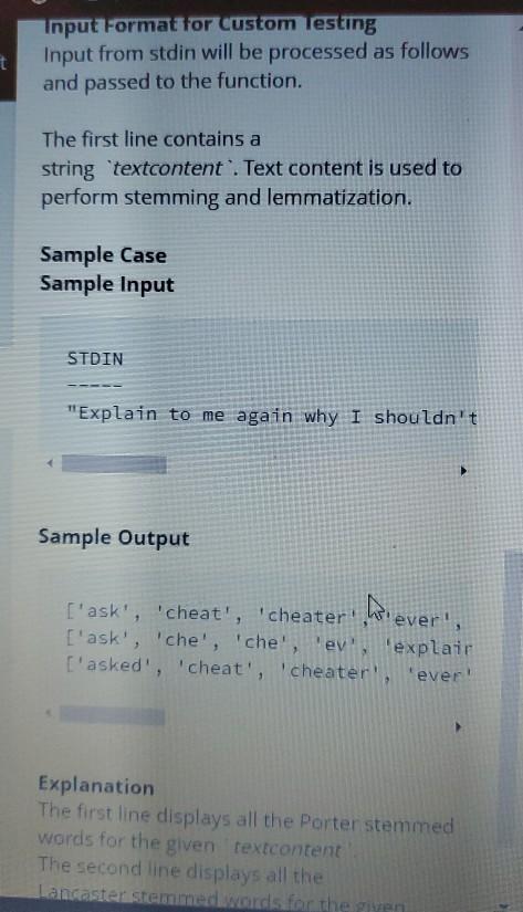 Solved 15m left ALL 1. Hands-on - NLP - Python - Stemming | Chegg.com