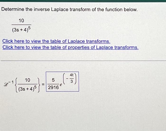 Solved Determine the inverse Laplace transform of the | Chegg.com