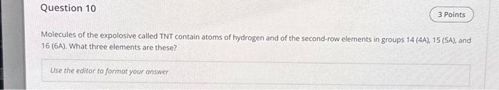 Solved Molecules of the expolosive called TNT contain atoms | Chegg.com