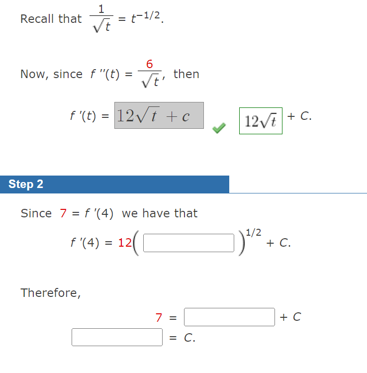 Solved Recall that 1t2=t-12.Now, since f''(t)=6t2, | Chegg.com
