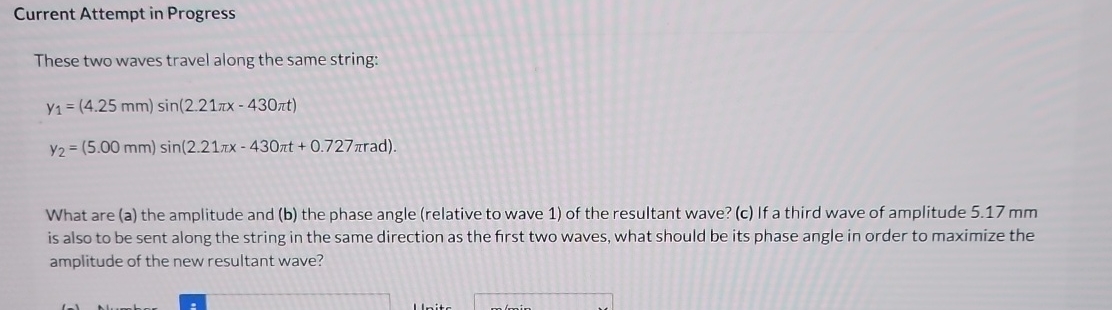 Solved Current Attempt in ProgressThese two waves travel | Chegg.com